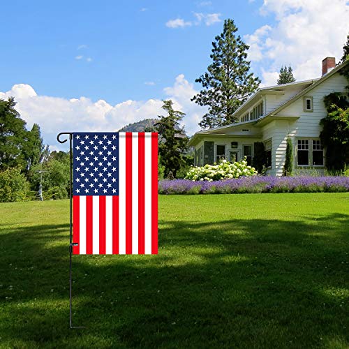HOOSUN Garden Flag Stand Holder Pole Easy to Install Strong Sturdy wrought iron Fits 12.5" x 18" Mini Flag with 1 Tiger Clip Curved hook with S type (1)