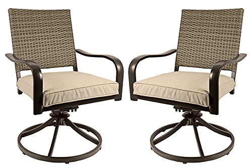 Garden Elements Bellevue Aluminum Woven Back Swivel Rocker, Taupe (Pack of 2)