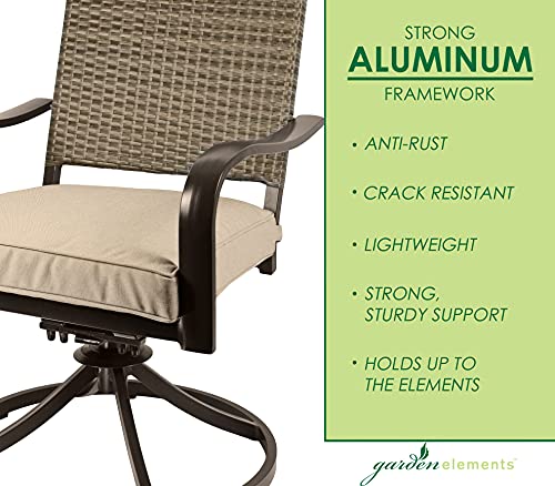 Garden Elements Bellevue Aluminum Woven Back Swivel Rocker, Taupe (Pack of 2)
