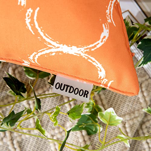 ANRODUO Pack of 2 Outdoor Waterproof Throw Pillow Covers Solid Decorative Garden Cushion Sham Outside Lumbar Pillowcase for Patio Balcony Bench Couch 12 x 20 Inch Orange