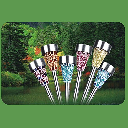 Solarek Solar Powered Mosaic Garden/Lawn/Path Rechargeable LED Lights (Stainless Steel, Landscape Lights for Outdoors, 4 Lights/Box, Solar Powered Self Efficient) - 6 Lights/1 Pack