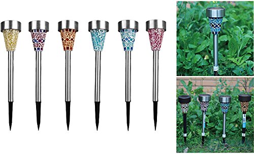 Solarek Solar Powered Mosaic Garden/Lawn/Path Rechargeable LED Lights (Stainless Steel, Landscape Lights for Outdoors, 4 Lights/Box, Solar Powered Self Efficient) - 6 Lights/1 Pack