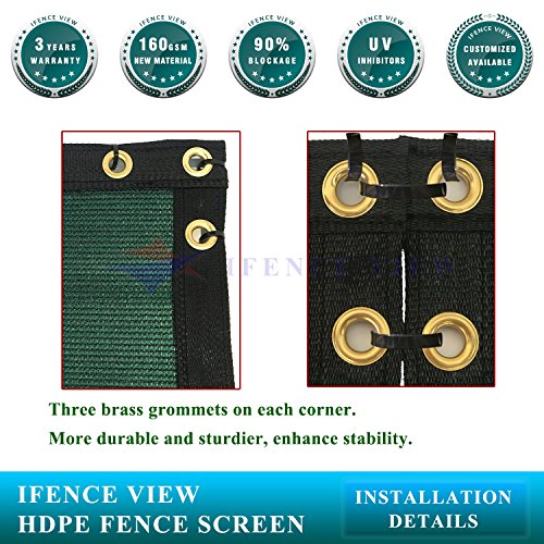 Ifenceview 4'x15' Green Fence Privacy Screen Fence Cover Shade Cloth Mesh Net Awning Canopy for Construction Site Yard Driveway Garden Pergolas Gazebos 165 GSM UV Protection