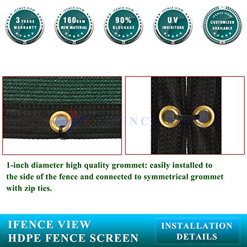 Ifenceview 4'x15' Green Fence Privacy Screen Fence Cover Shade Cloth Mesh Net Awning Canopy for Construction Site Yard Driveway Garden Pergolas Gazebos 165 GSM UV Protection