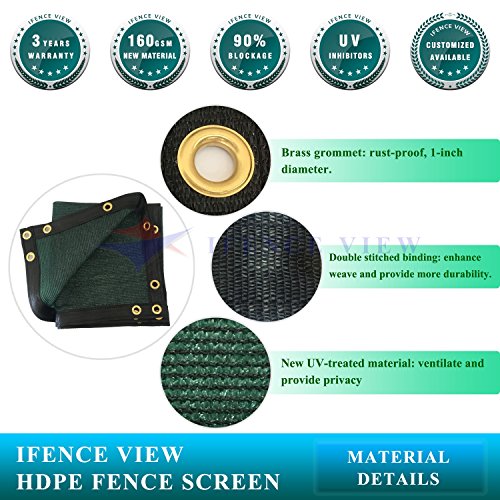 Ifenceview 4'x15' Green Fence Privacy Screen Fence Cover Shade Cloth Mesh Net Awning Canopy for Construction Site Yard Driveway Garden Pergolas Gazebos 165 GSM UV Protection