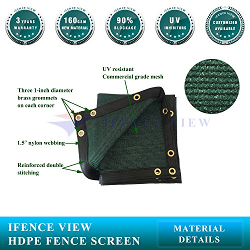 Ifenceview 4'x15' Green Fence Privacy Screen Fence Cover Shade Cloth Mesh Net Awning Canopy for Construction Site Yard Driveway Garden Pergolas Gazebos 165 GSM UV Protection