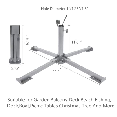 YEUQWJ Foldable Patio Umbrella Base Holder,Tempered Iron Umbrella Stand Bracket,Portable Outdoor Sunshade Anchor, Christmas Tree Support