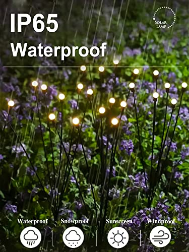 waitmin Firefly Lights Solar Outdoor - Solar Garden Lights, Solar Swaying Light, Decorative Solar Lights Yard Patio Pathway Decoration, Warm White (2 Pack)