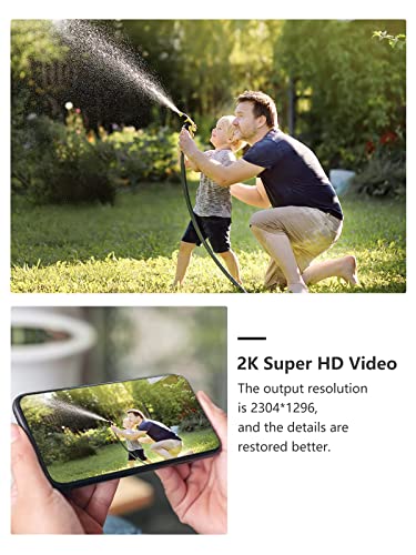 2K Security Camera, PTZ 355°View 3MP Security System 2.4GHZ WiFi Security Cameras Outdoor with Color Night Vision, Motion Detection and Alarm, IP66 Waterproof, 2-Way Talk, 24/7 SD Storage