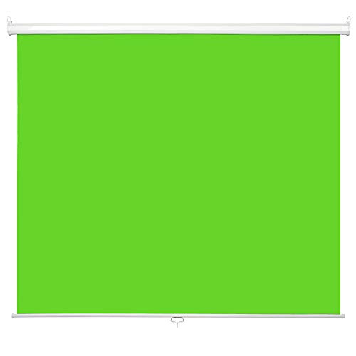 KHOMO GEAR Green Screen 84 x 84 inch - Extra Large Pull Down Projector Green Screen Backdrop - Durable Height-Adjustable - Multiple Hanging Options - Portable Collapsible Roll Down Projector Screen