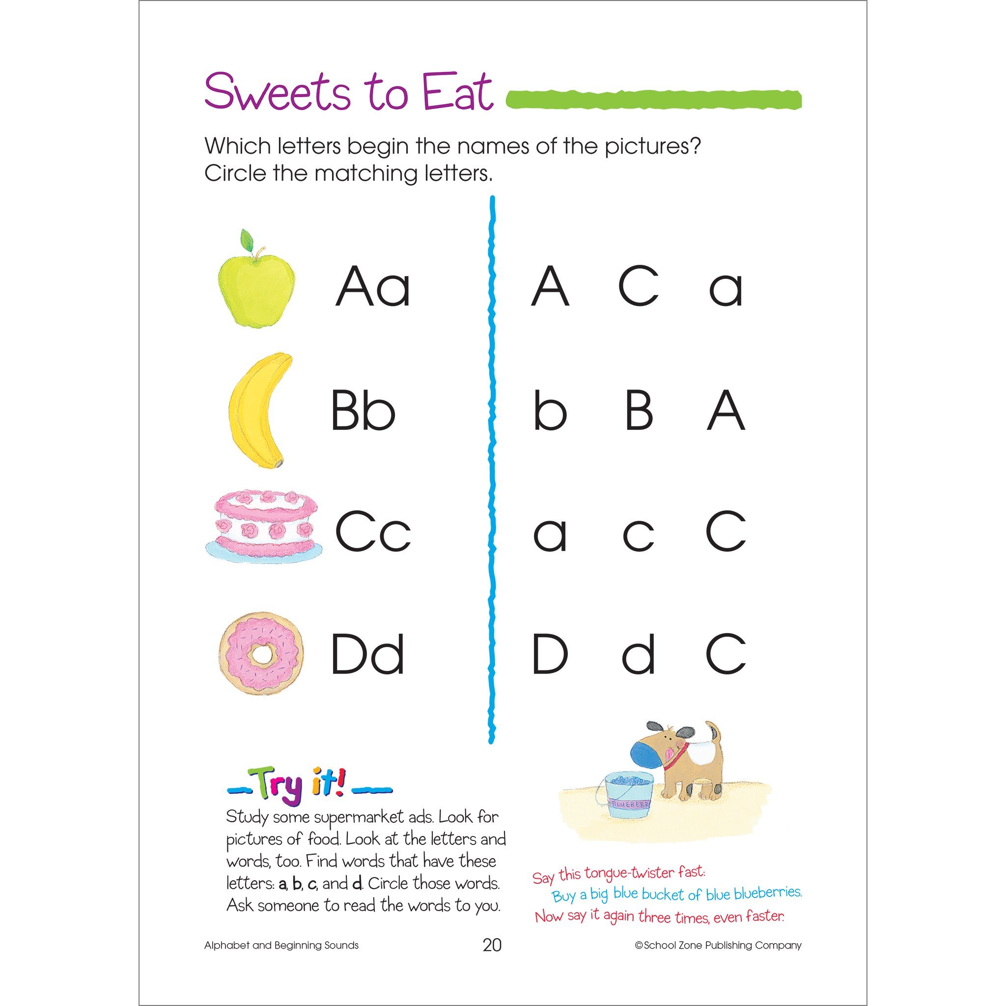 School Zone - Kindergarten Super Scholar Workbook - 128 Pages, Ages 5 to 6, Shapes, Colors, Beginning Sounds, Identifying Patterns, and More