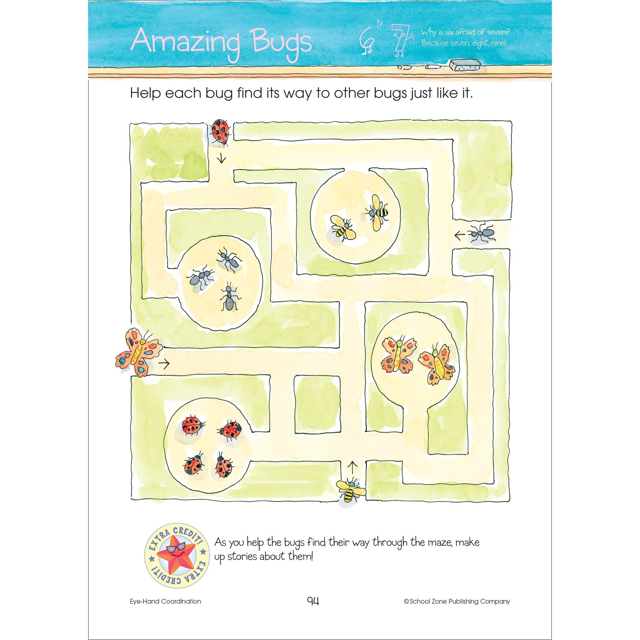 School Zone - Kindergarten Super Scholar Workbook - 128 Pages, Ages 5 to 6, Shapes, Colors, Beginning Sounds, Identifying Patterns, and More