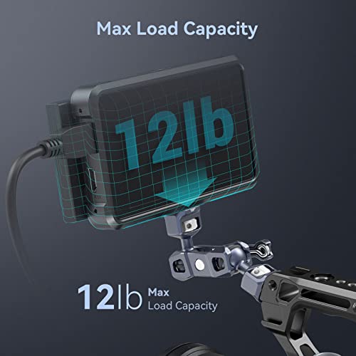 SmallRig Articulating Magic Arm with 3/8"-16 Locating Screw for ARRI and 1/4"-20 Screw (with Retractable Pins), 360 Degree Rotation, Max Load of 12 Ib Magic Arm for Monitor, Camera, and Lights 3874
