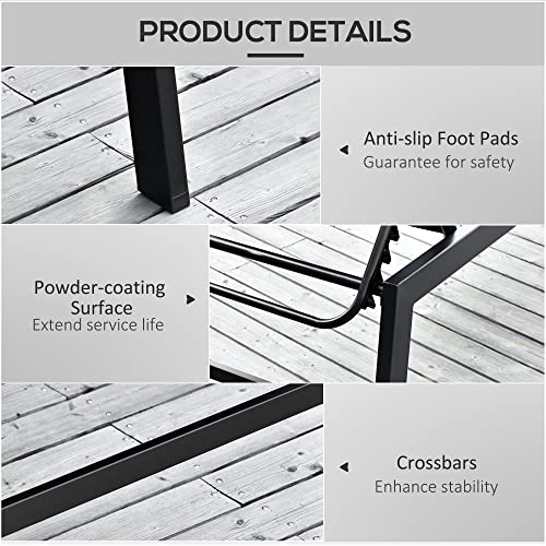 Outsunny Outdoor Chaise Lounge with Wheels, Five Position Recliner for Suntanning, Sunbathing, Steel Frame, Breathable Fabric for Beach Yard, Patio, Cream White