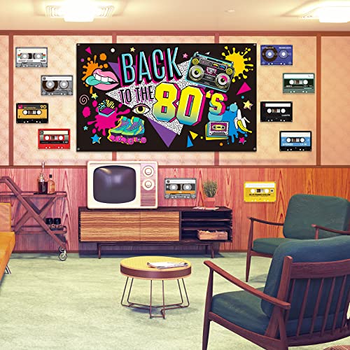 80's Party Decorations Back to The 80's Banner 80's Backdrop Background Decoration for Photography Background 80's Party Supplies, 73 x 43 x 0.04 Inch