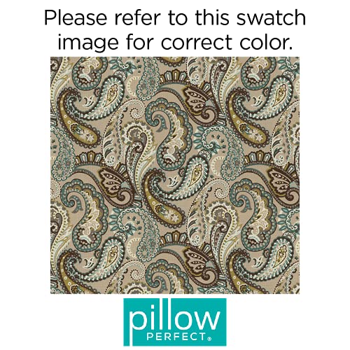 Pillow Perfect 537078 Outdoor/Indoor Tamara Paisley Quartz Round Corner Chair Cushion, 40.5" x 21", Blue