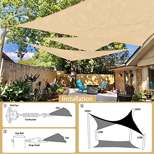 SUNNY GUARD Sun Shade Sail 20'x20' Rectangle UV Block Sunshade for Backyard Yard Deck Patio Garden Outdoor Activities and Facility,Sand