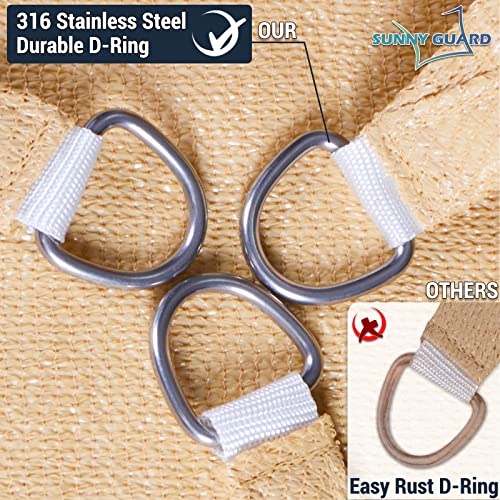 SUNNY GUARD Sun Shade Sail 20'x20' Rectangle UV Block Sunshade for Backyard Yard Deck Patio Garden Outdoor Activities and Facility,Sand
