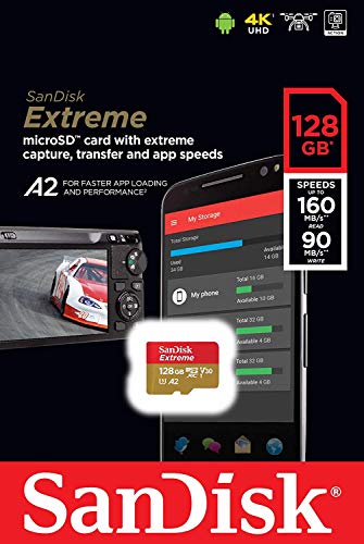 SanDisk Extreme 128GB Micro SD Memory Card for GoPro Works with GoPro Hero 9 Black Camera UHS-1 U3 / V30 A2 4K Class 10 (SDSQXA1-128G-GN6MN) Bundle with 1 Everything But Stromboli MicroSD Card Reader
