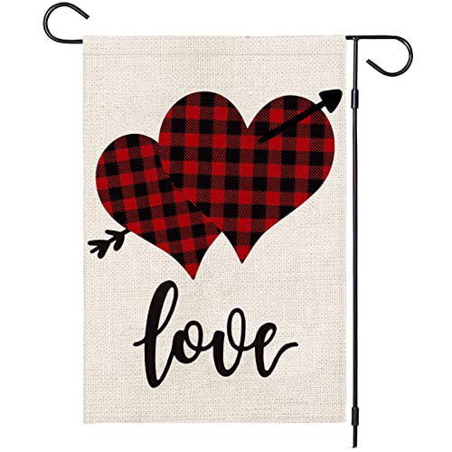 Valentines Day Love Garden Flag Vertical Double Sided Burlap Yard Flags Signs for Valentine’s Day Spring Summer Fall Yard Outdoor Farmhouse Decoration Small