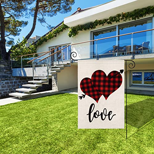 Valentines Day Love Garden Flag Vertical Double Sided Burlap Yard Flags Signs for Valentine’s Day Spring Summer Fall Yard Outdoor Farmhouse Decoration Small