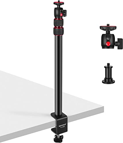 NEEWER Extendable Camera Desk Mount with 1/4" Ball Head, 17”-40” Adjustable Table Light Stand with 1/4" Screw Adapter and C Clamp for DSLR Camera, Ring Light, Live Stream, Vlog, Max Load: 6.6lb/3kg