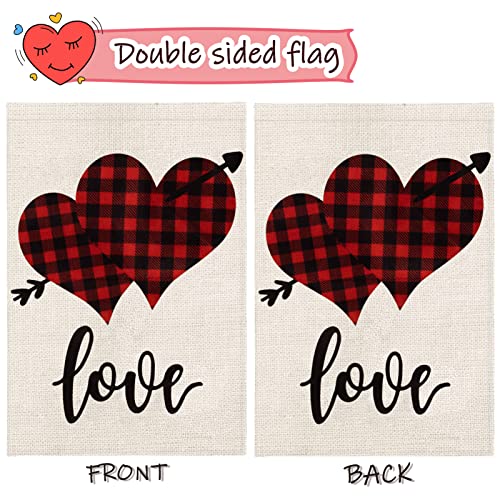 Valentines Day Love Garden Flag Vertical Double Sided Burlap Yard Flags Signs for Valentine’s Day Spring Summer Fall Yard Outdoor Farmhouse Decoration Small