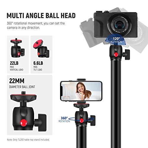 NEEWER Extendable Camera Desk Mount with 1/4" Ball Head, 17β-40β Adjustable Table Light Stand with 1/4" Screw Adapter and C Clamp for DSLR Camera, Ring Light, Live Stream, Vlog, Max Load: 6.6lb/3kg