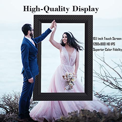 Frameo Digital Photo Frame WiFi 10.1 inch Display IPS 1280 * 800 Touch Screen Digital Picture Frame 16GB Instantly Share Photos and Video via Frameo App for Friend Gift Black