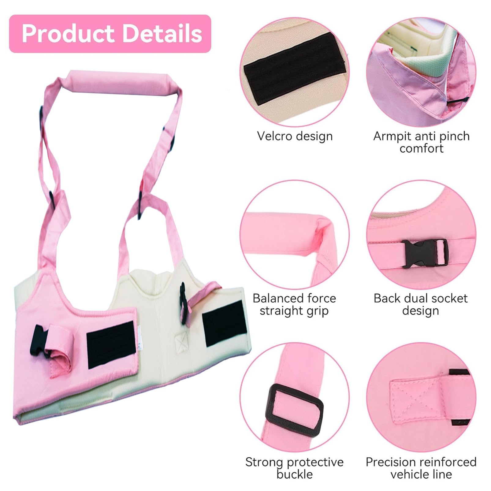 YESTIC Adjustable Baby Walking Harness Toddler Harness Assistant Belt for Learning Walk Easy-to-Wear Walking Learning Helper for Boys Girls. (Pink)