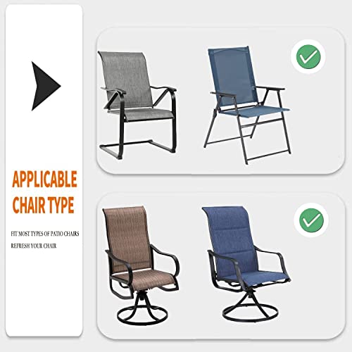 Deisy Dee Patio Dining Chair Covers, Outdoor Steel Sling Folding Chair Covers, Garden Metal Chair Covers (1, Black)