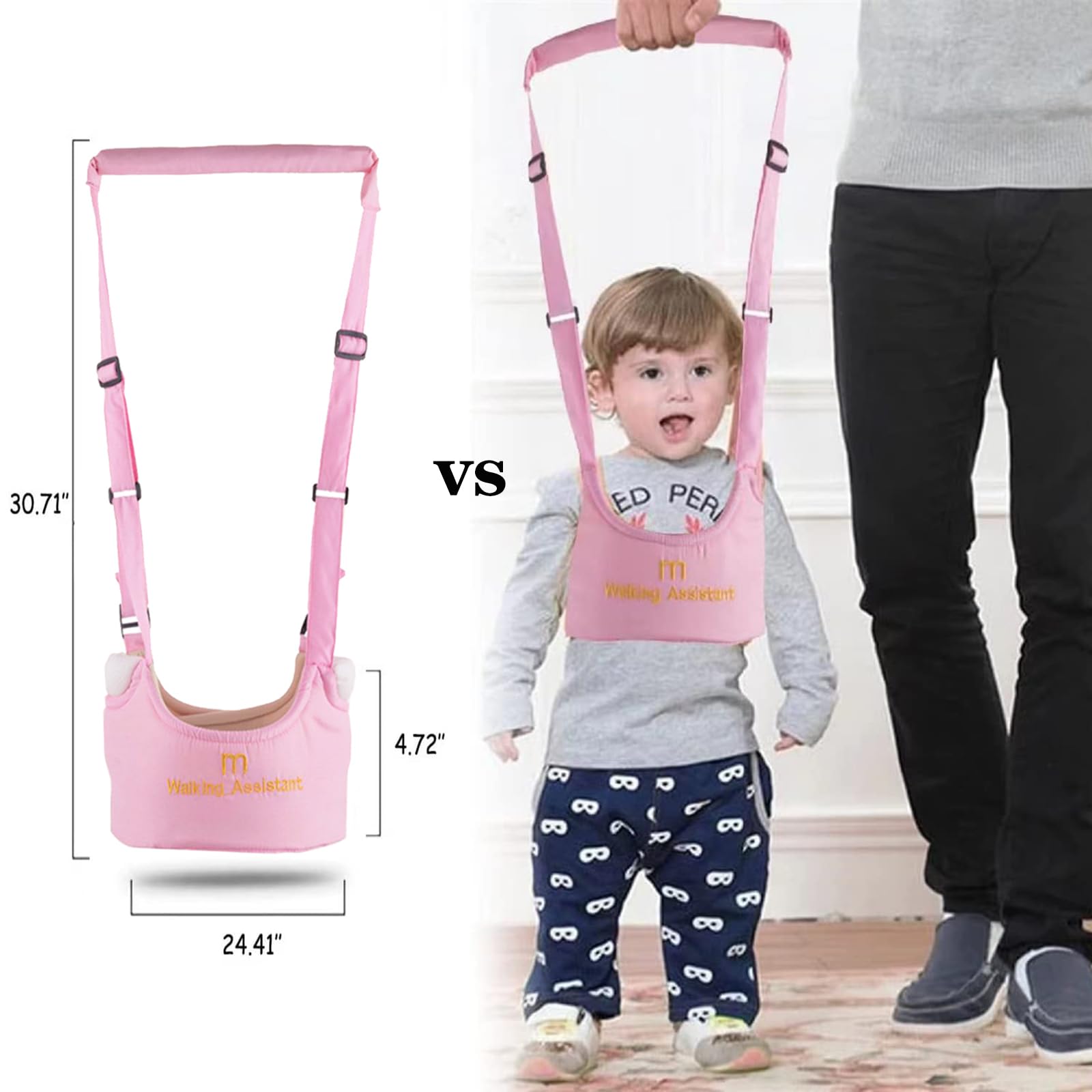 YESTIC Adjustable Baby Walking Harness Toddler Harness Assistant Belt for Learning Walk Easy-to-Wear Walking Learning Helper for Boys Girls. (Pink)
