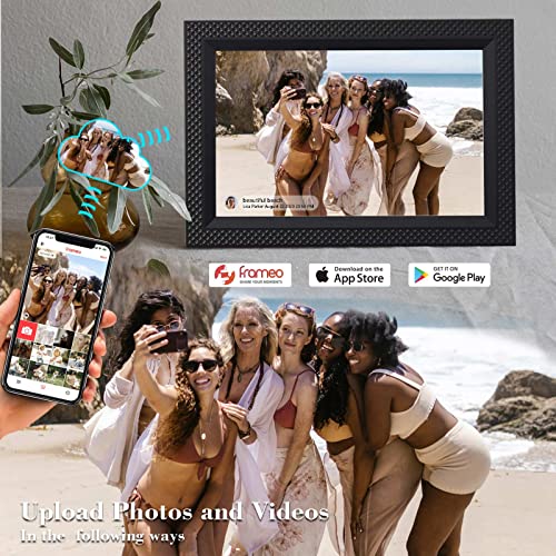 Frameo Digital Photo Frame WiFi 10.1 inch Display IPS 1280 * 800 Touch Screen Digital Picture Frame 16GB Instantly Share Photos and Video via Frameo App for Friend Gift Black