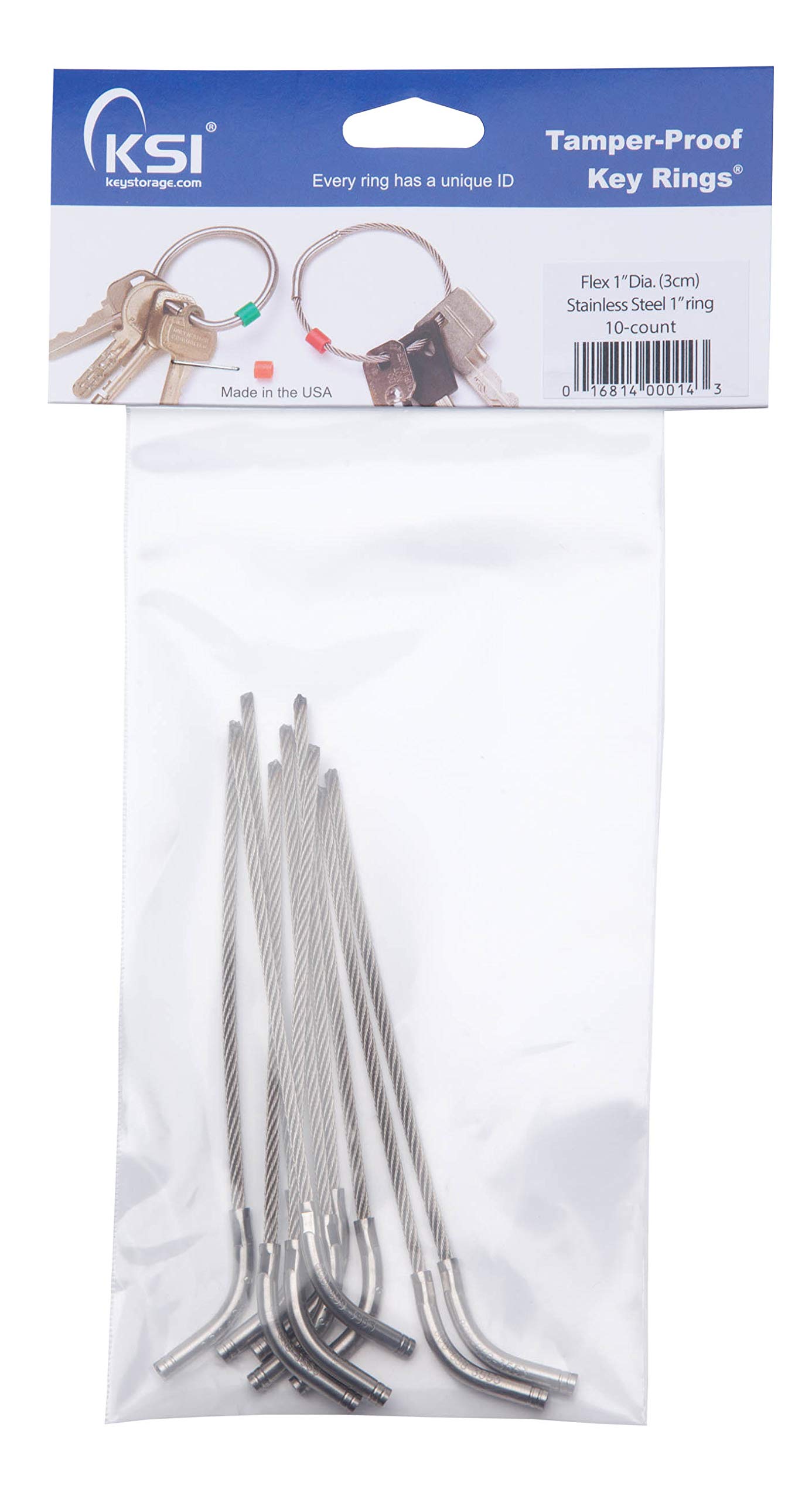 Key Systems, "Tamper Proof Key Ring - Flex 1"" Dia. (3 cm) 10 Pack", Silver