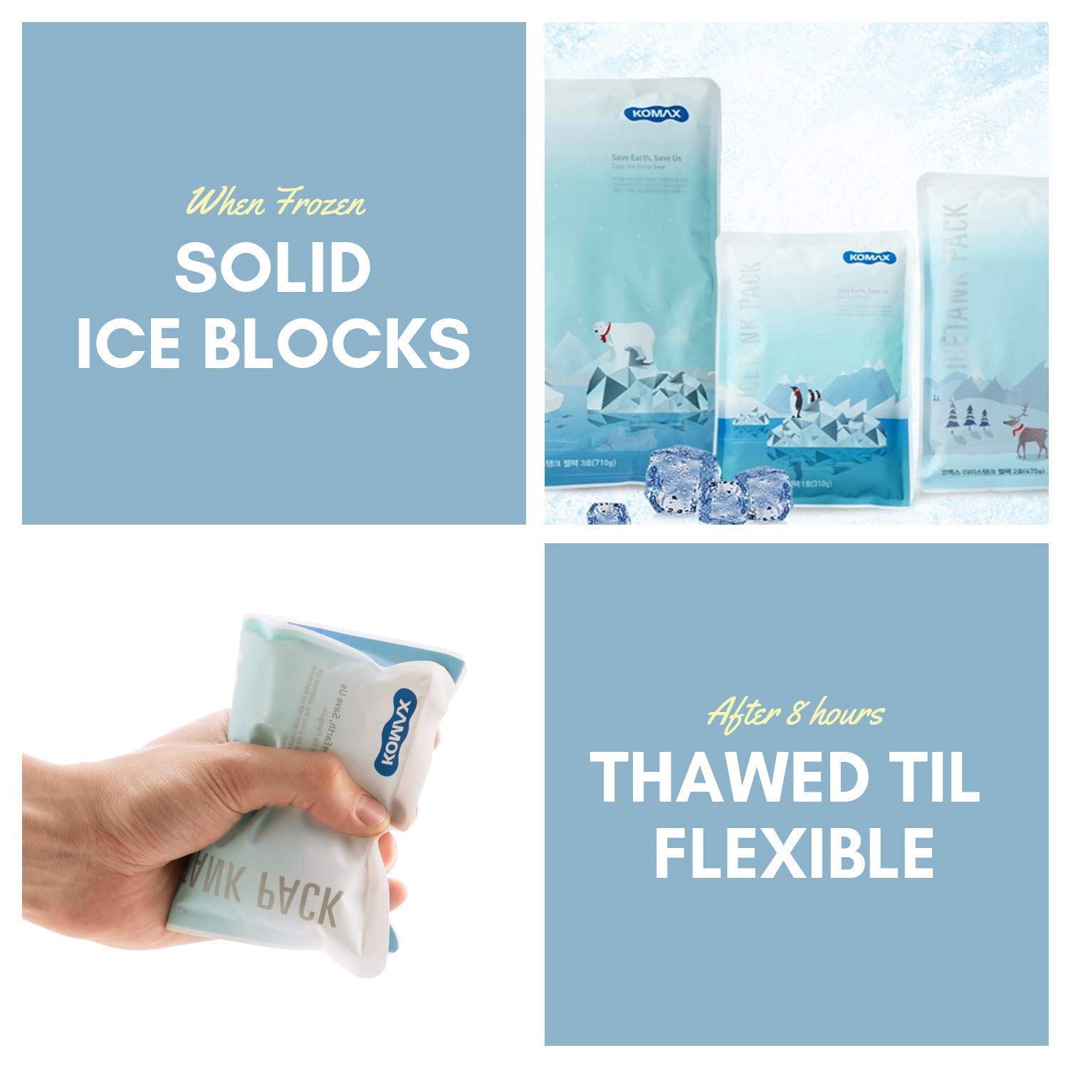 Komax Ice Packs for Lunch Bags – Durable, Slim Gel Ice Pack Set – Reusable Ice Packs for Cooler, Lunch Box & More – 8 Hour Cool Ice Pack for Lunch Box – Adults & Kids Lunch Accessories (Set of 6)