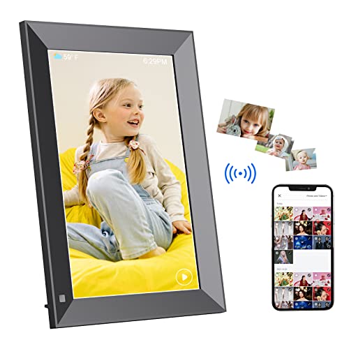 Digital Photo Frame 10.1 inch, Electronic Picture Frame WiFi with APP, Smart Electric Video Photo Frame Slideshow with Email, 1280x800 IPS FHD Uploadable Digital Picture Frames Cloud Storage
