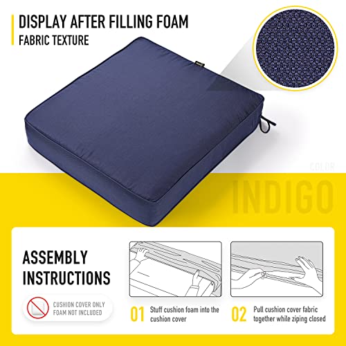 SUNROX FadeShield Outdoor Cushion Covers Replacement 24x24x4 Inch, Set of 2, Water-, Stain-, UV Fade Resistant Patio Furniture Slipcovers, Durable Chair Seat Cushion Cover with Windproof Ties