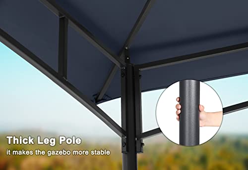 MASTERCANOPY Outdoor Garden Gazebo for Patios with Stable Steel Frame and Netting Walls (8x8,Navy Blue)