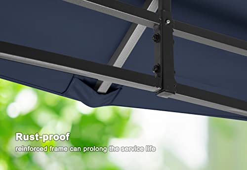 MASTERCANOPY Outdoor Garden Gazebo for Patios with Stable Steel Frame and Netting Walls (8x8,Navy Blue)