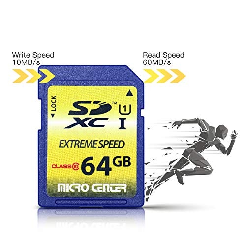64GB SD Card Class 10 SDXC Flash Memory Card Full Size SD Chip USH-I U1 Trail Camera Memory Card by Micro Center (2 Pack)