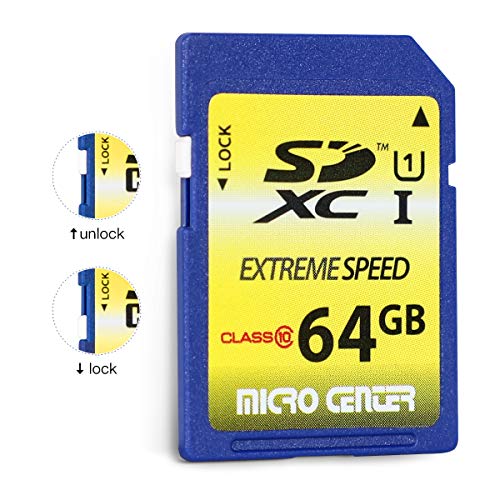 64GB SD Card Class 10 SDXC Flash Memory Card Full Size SD Chip USH-I U1 Trail Camera Memory Card by Micro Center (2 Pack)