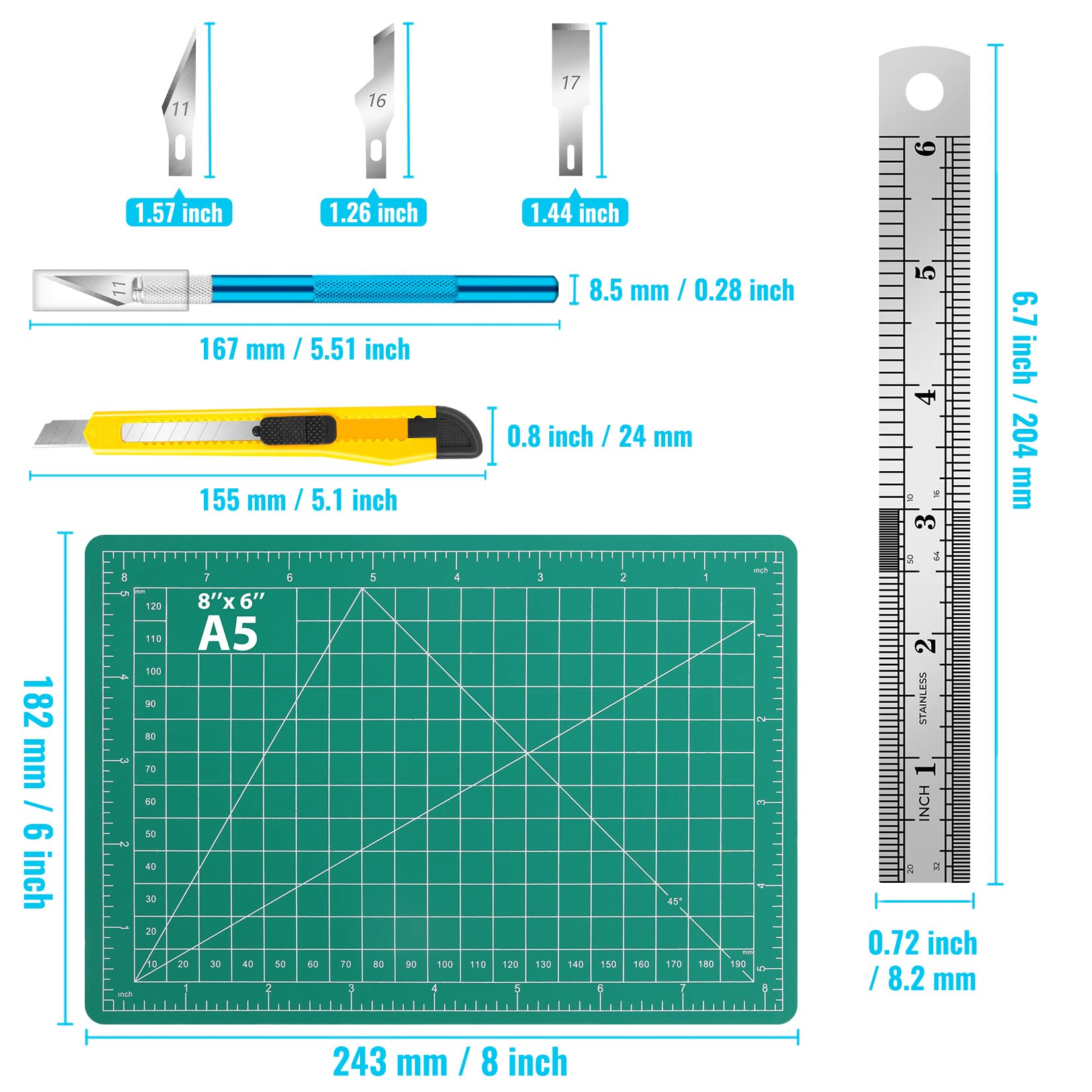 DIYSELF Exacto Knife Set, 2 Pcs Craft Knife with 40 Pcs Hobby Knife Replacement Blades, Hobby Knife Kit for Scrapbooking, Stencil, Fondant, Paper, Sharp Precision Knife for Art Carving