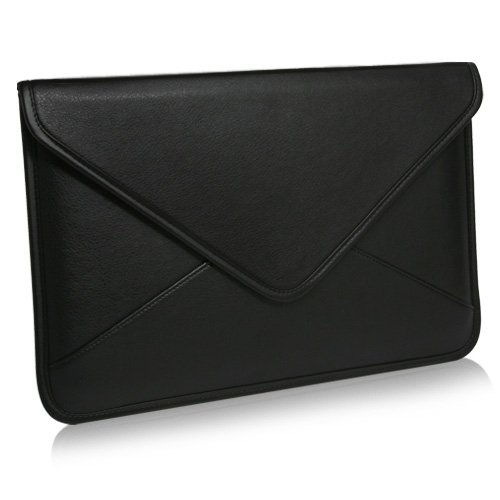 BoxWave Case Compatible with ASUS ROG Zephyrus G14 WQXGA Laptop (GA402RJ) - Elite Leather Messenger Pouch, Synthetic Leather Cover Case Envelope Design - Jet Black