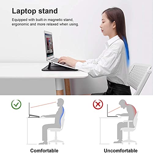 Nillkin Laptop Sleeve Case with Laptop Stand and Handle - 14 inch Laptop Bag PU Leather Case Compatible with 13/13.3-14 inch MacBook Air, HP, Dell,Samsung Chromebook Asus Notebook, Dark Black