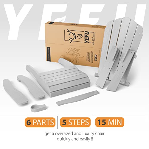 YEFU Oversized Plastic Adirondack Chair with Cup-Holder (Large Dual-Purpose), Weather Resistant, Poly Lumber Outdoor Chairs Duty Rating Widely Used in Patio, Lawn, Outside, Deck, Garden Chairs-Grey