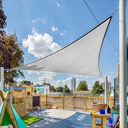 Amahut Sun Shade Sail 12'x12'x12' Triangle Shade Canopy Outdoor Sunshade UV Block Deck Awning Shade for Patio Backyard Garden,Light Grey