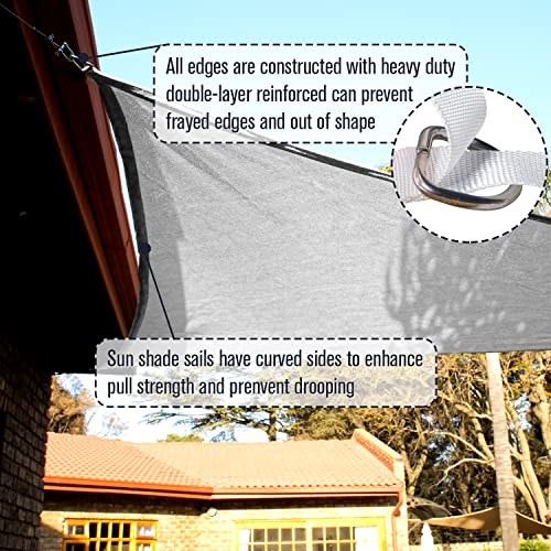 Amahut Sun Shade Sail 12'x12'x12' Triangle Shade Canopy Outdoor Sunshade UV Block Deck Awning Shade for Patio Backyard Garden,Light Grey
