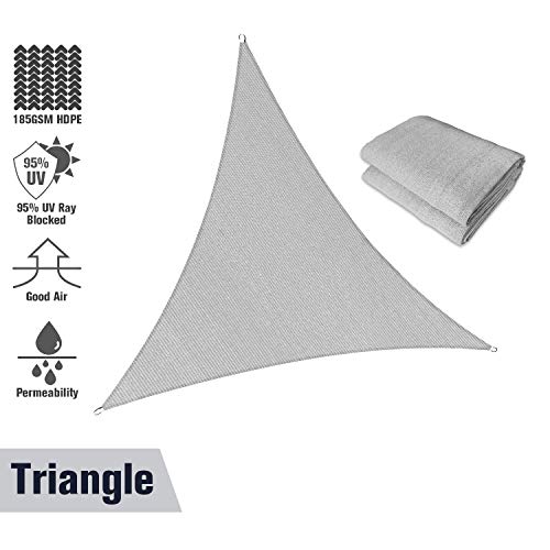 Amahut Sun Shade Sail 12'x12'x12' Triangle Shade Canopy Outdoor Sunshade UV Block Deck Awning Shade for Patio Backyard Garden,Light Grey
