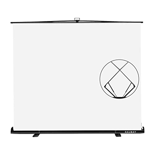 【Retractable Screen】 RAUBAY 78.7in x 74.8in Large Collapsible White Backdrop Portable Retractable Panel Photo Background with Stand for Video Conference, Photographic Studio, Streaming