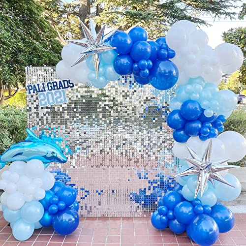 Shimmer Wall Backdrop Silver Backdrop 24 Panels Glitter Sequin Backdrop for Wedding Bridal Shower Birthday Decorations